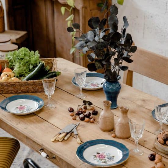 Table de ferme, planchette à pain "Fougère" - Moka Brocante